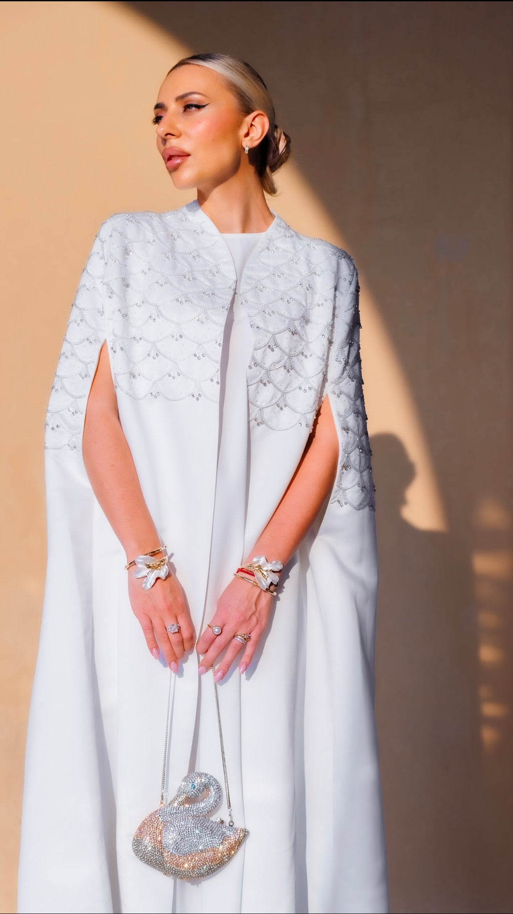 White Abaya & Cape — Timeless Couture Elegance – SAYU