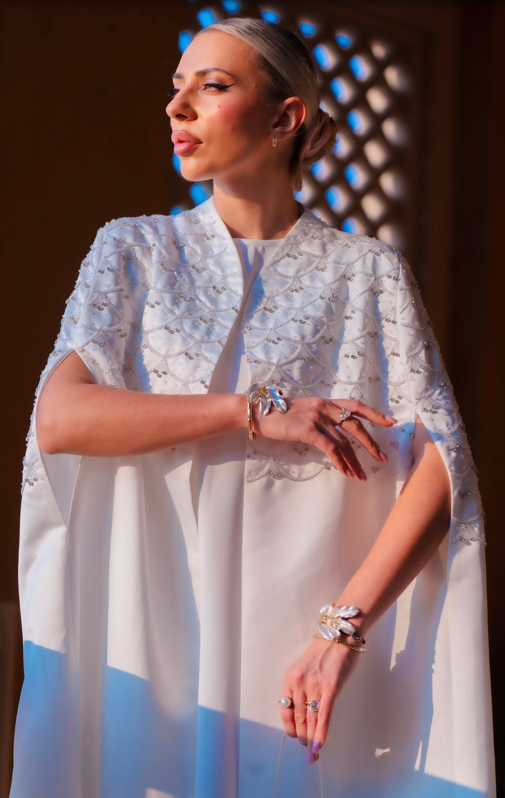 White Abaya & Cape — Timeless Couture Elegance – SAYU